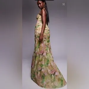 Oh Polly | Dresses | Oh Polly Haruna Ruched Asymmetric Corset Gown In ...